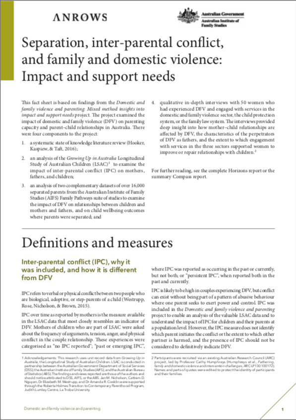 Separation, inter-parental conflict, and domestic and family violence ...
