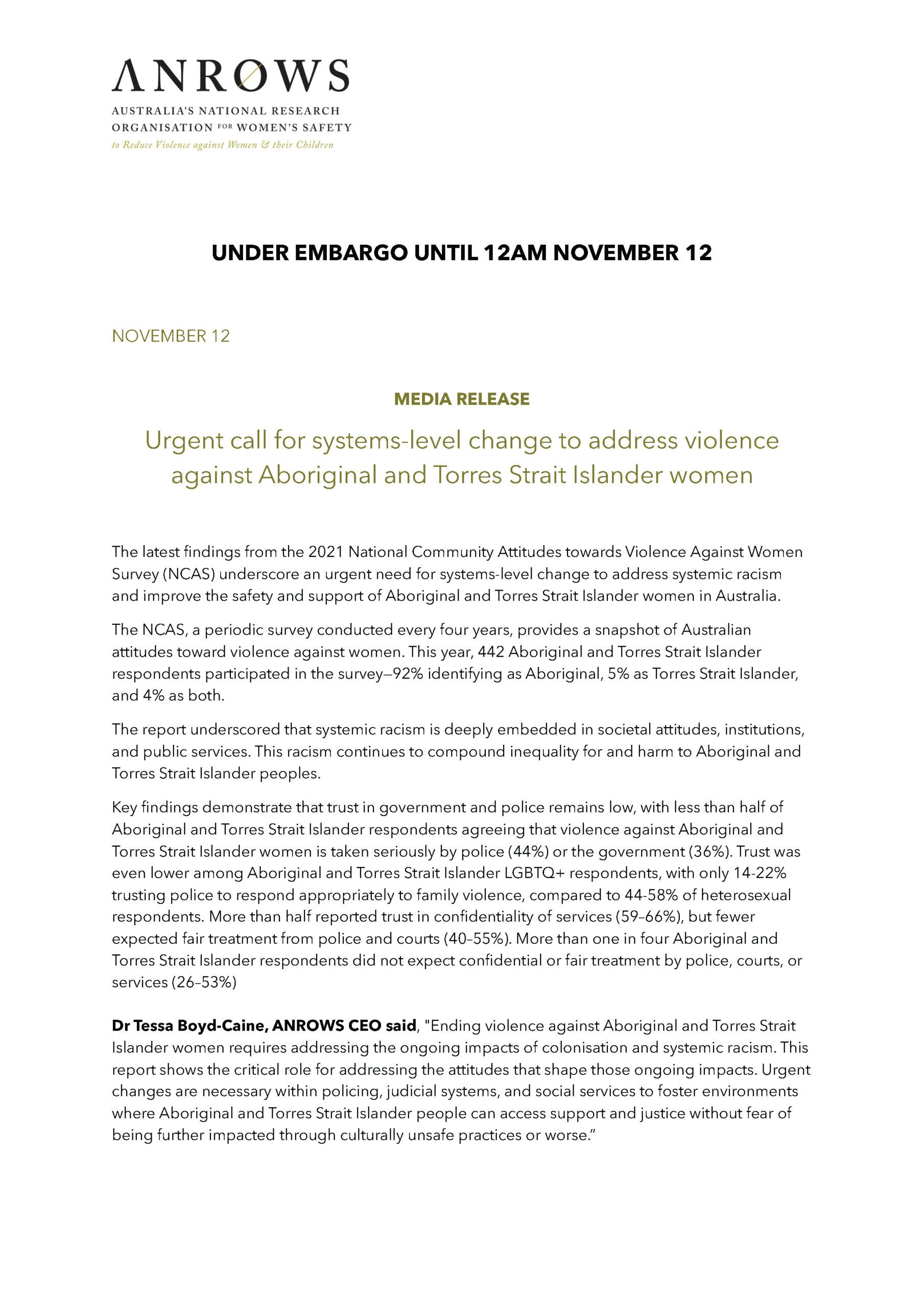 Aboriginal and/or Torres Strait Islander Archives - ANROWS - Australia ...